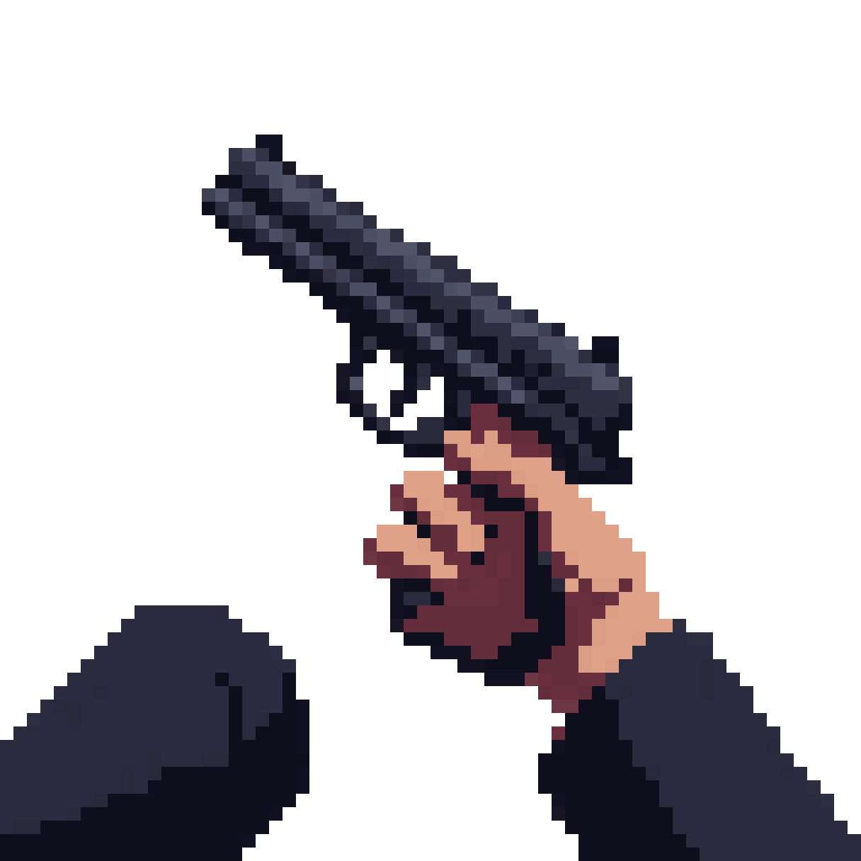 first person view, hands holding pistol, pixel ... | Sprite-AI